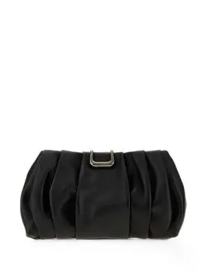 Brunello Cucinelli Pleated Leather Clutch Bag - Black