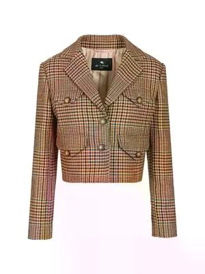Etro Check-pattern Cropped Jacket - Neutrals
