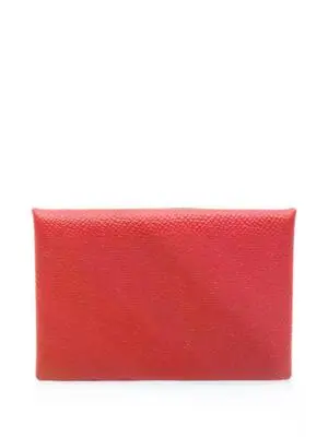 Hermès 2010s Calvi Epsom Leather Coin Purse - Red