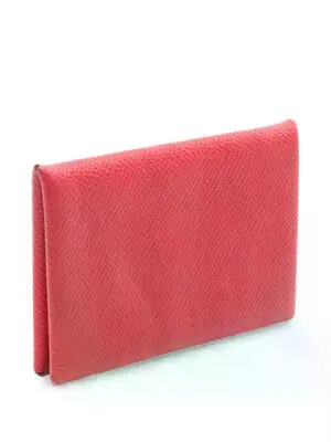 Hermès 2010s Calvi Epsom Leather Coin Purse - Red