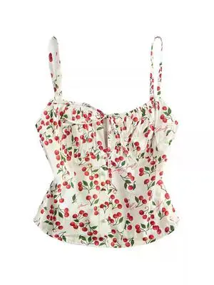 Guess Cherry-print Gathered Top