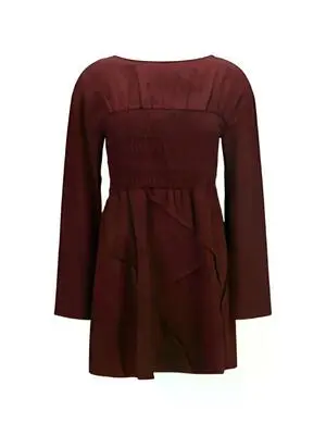 GANNI Long-sleeve Mini Dress - Red