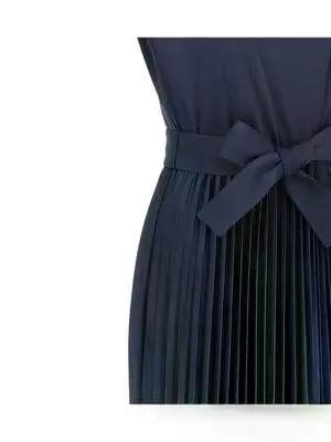 Max Mara Pleated Belted Maxi Dress - Blue