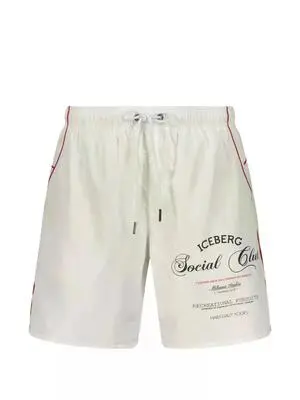 Iceberg Logo Print Swim Shorts - Neutrals