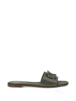 Valentino Garavani Vlogo Signature Patent Leather Slide Sandals - Green