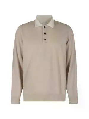 Eleventy Long-sleeve Polo Shirt - Neutrals