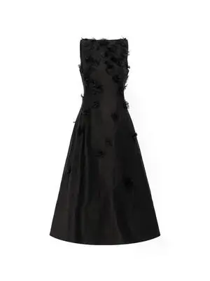 LEO LIN Cleo Petal-embellished Midi Dress - Black