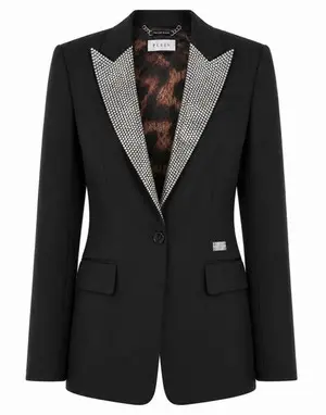 Philipp Plein Single Breasted Fit Blazer Crystal Strass - Black