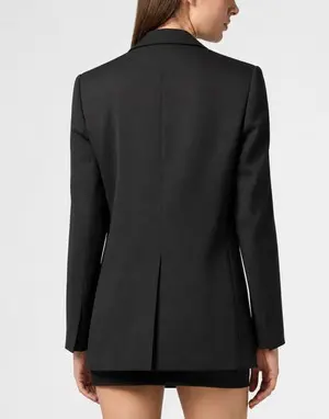 Philipp Plein Single Breasted Fit Blazer With Crystal Embellished Lapel