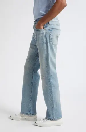 Double Rl Ripped Straight Leg Jeans