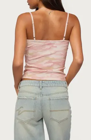 EDIKTED Ciellah Camo Print Stretch Cotton Camisole