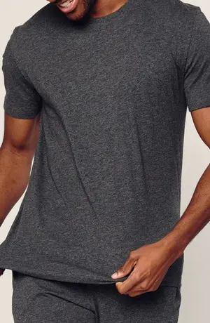 PETITE PLUME Crewneck Pima Cotton Short Sleeve Pajama T-shirt - Grey