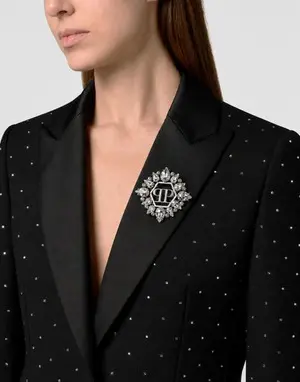 Philipp Plein Boyfriend Fit Blazer With Crystal Embellishments