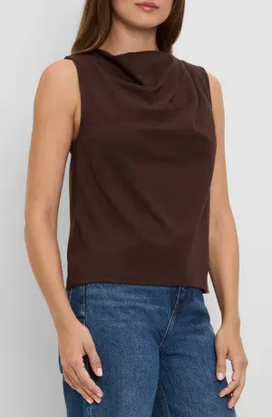 Michael Stars Asymmetric Pleated Cotton Top - Java