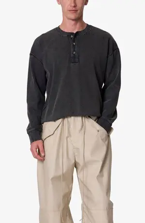 Mnml Distressed Long Sleeve Henley