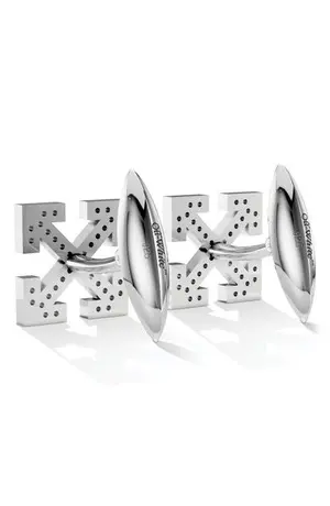 Off-White Lab Grown Black Diamond Arrow Cuff Links