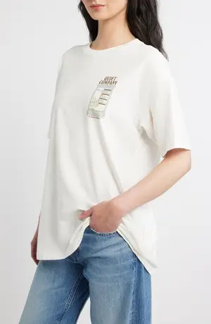 DAMSON MADDER Quiet Company" Graphic T-shirt - Ecru