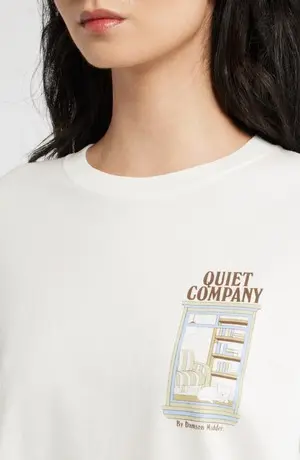 DAMSON MADDER Quiet Company" Graphic T-shirt - Ecru