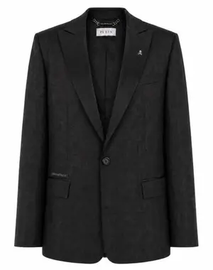Philipp Plein Jacquard Blazer Regular Fit Monogram - Black