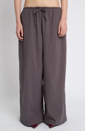 MUSE ASSEMBLY Crinkled Wide Leg Trousers - Grey