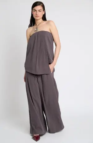 MUSE ASSEMBLY Crinkled Wide Leg Trousers