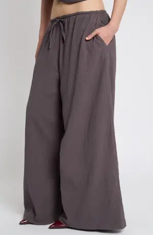 MUSE ASSEMBLY Crinkled Wide Leg Trousers