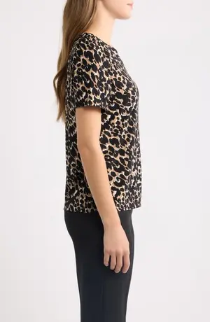 Anne Klein Leopard Print Puff Shoulder Top