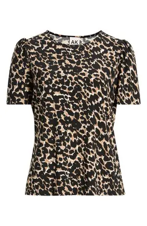 Anne Klein Leopard Print Puff Shoulder Top