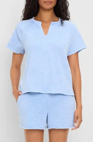 Michael Stars Jessie Notched Neck T-shirt - Sky