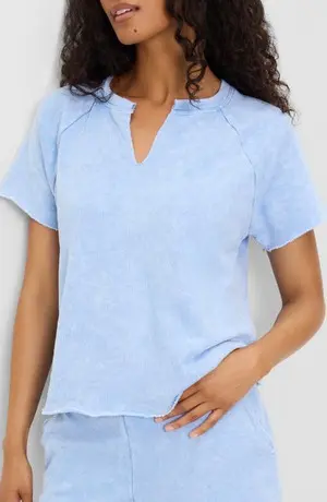 Michael Stars Jessie Notched Neck T-shirt - Sky