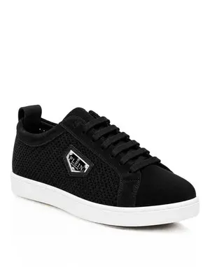 Philipp Plein Perforated Suede Low-top Sneakers - Black