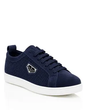 Philipp Plein Perforated Suede Low-top Sneakers - Darkblue