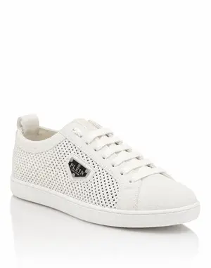 Philipp Plein Perforated Suede Low-top Sneakers - Offwhite