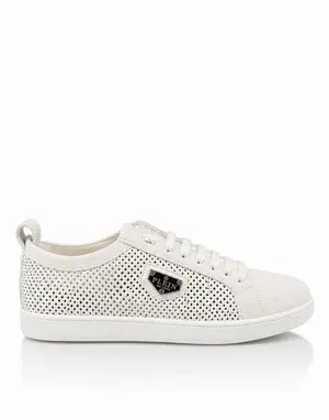 Philipp Plein Perforated Suede Low-top Sneakers - Offwhite