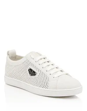 Philipp Plein Perforated Suede Low-top Sneakers - Offwhite