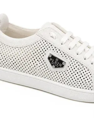 Philipp Plein Perforated Suede Low-top Sneakers - Offwhite