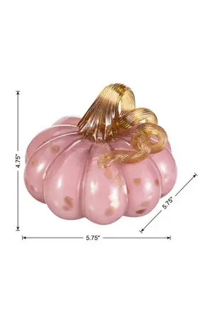 GLITZHOME Fall Multi Striped Glass Short Pumpkins - Pink