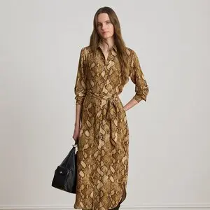 Ralph Lauren Python-print Georgette Shirtdress