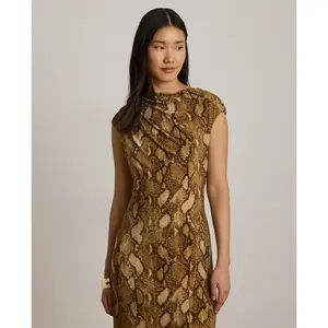 Ralph Lauren Python-print Jersey Cap-sleeve Dress