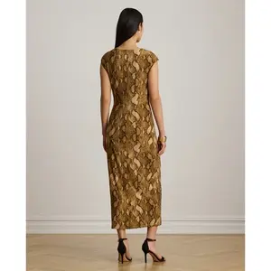 Ralph Lauren Python-print Jersey Cap-sleeve Dress