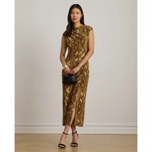 Ralph Lauren Python-print Jersey Cap-sleeve Dress