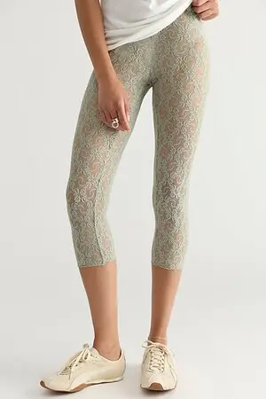 Only Hearts Stretch Lace Capri Tights - Sagebrush