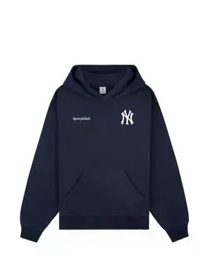 SPORTY & RICH X Yankees Curve Logo-print Hoodie - Blue