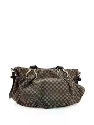 Celine 2000s Macadam Pattern Handbag - Brown