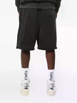PURPLE BRAND Graphic Print Distressed Cotton Shorts