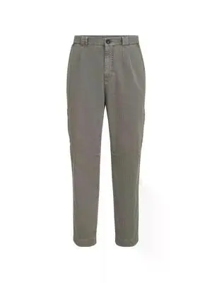 Brunello Cucinelli Cotton Chevron Trousers With Zipped Pocket - Grey