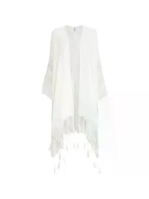 Brunello Cucinelli Linen Poncho With Broderie Anglaise - White