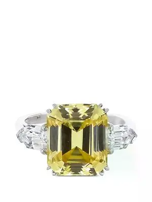 FANTASIA BY DESERIO Emerald-cut Yellow Cubic Zirconia Ring - Silver