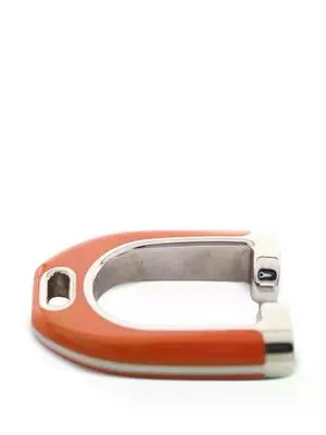Hermès 2010s Etrier Ear Cuff With Orange Enamel And -tone Hardware
