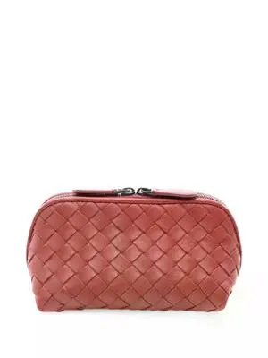 Bottega Veneta 2010s Intrecciato Makeup Bag - Red